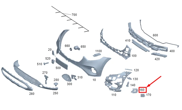MB GLC X254 Halterung für Radarsensor vorne links A2548882100 ...