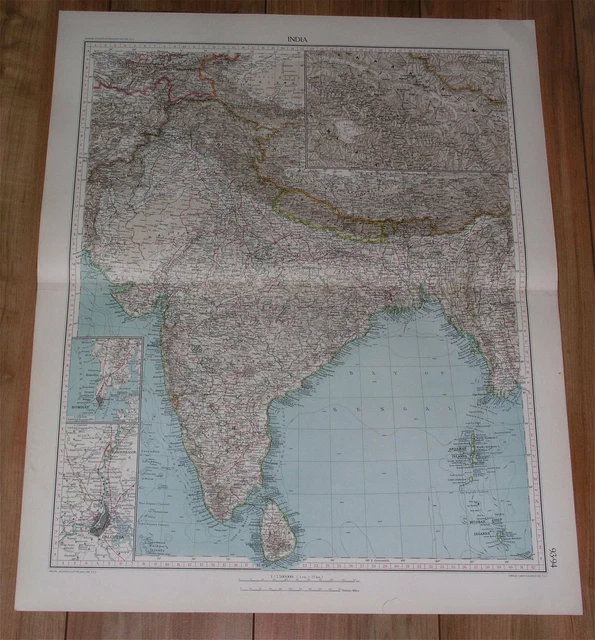 1929 MAP OF British India Pakistan Nepal Bangladesh Himalaya Karakoram ...