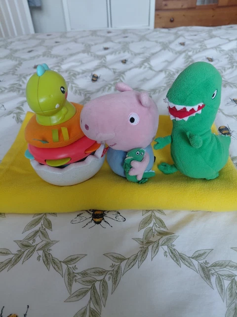 TOY BUNDLE PEPPA Pig- George and His Dinosaur +Blanket + Fisher Price ...