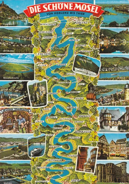 AK MAP, LANDKARTE, Umgebungskarte **DIE MOSEL** 6 EUR 1,00 - PicClick DE