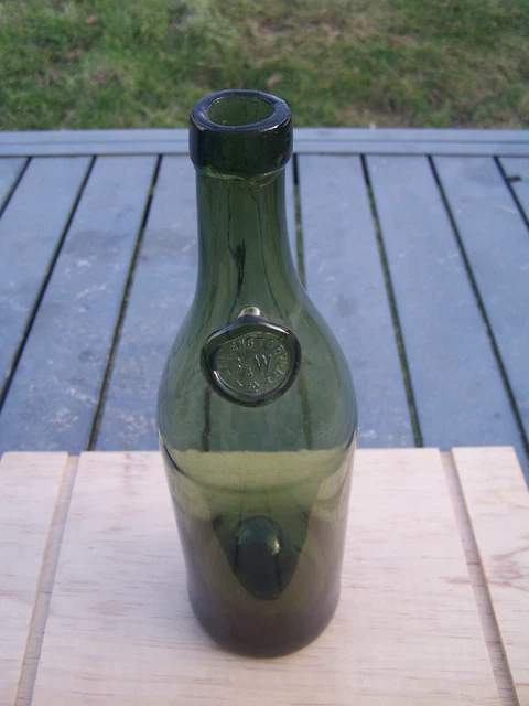 BOUTEILLE ANCIENNE VERRE soufflé cachet BaW Birmenstorfer antique seal ...