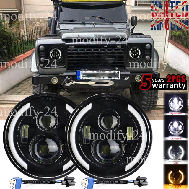 7& INCH HALO Angel Eyes LED DRL Headlights Fit Land Rover Defender 90 ...