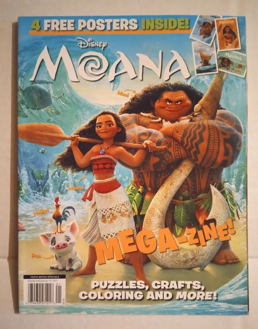 DISNEY'S MOANA CHILDRENS Activity Magazine With All (4) Posters Still ...