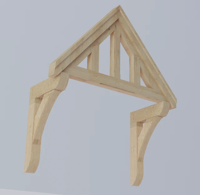 OAK PORCH CANOPY, Traditional trusses, gallows brackets, made to ...
