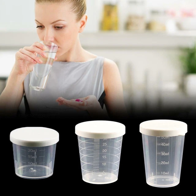 PLASTIC MEDICINE MEDICATION Measure Guided Measuring Cup Container Pot ...