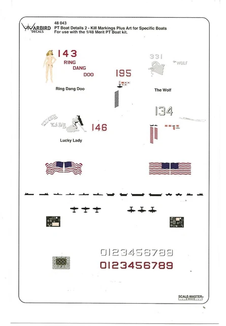WARBIRD 80' ELCO PT Boat General Details, Decals 1/48 043 For MERIT Kit ...