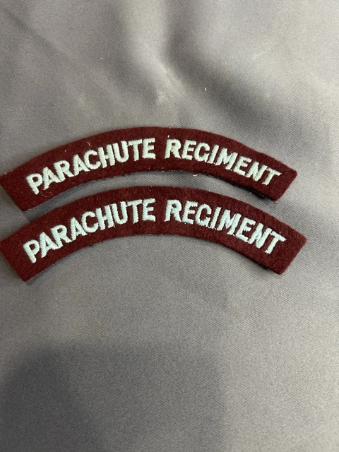 VTG BRITISH ARMY Parachute Regiment Shoulder Tabs Maroon & Black Set Of ...