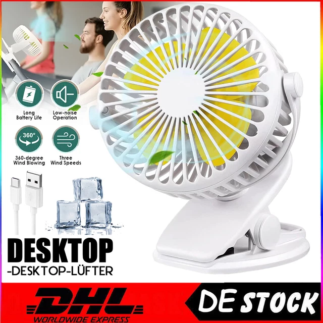 VENTILATOR 360° MINI USB Clip Ventilator Tischventilator mit Batterie 3 ...