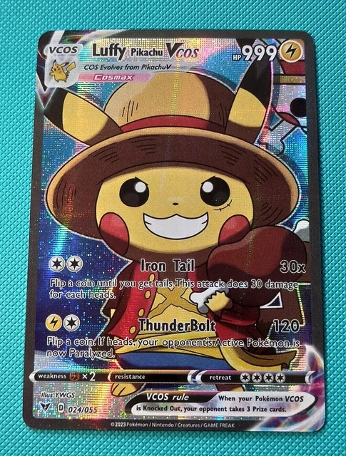 PIKACHU POKEMON LUFFY One Piece Op Pika Carte Card Holo Prism Foil ...