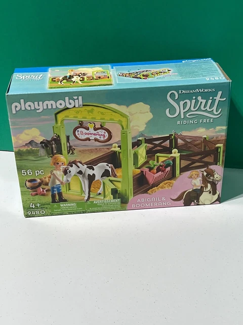PLAYMOBIL SPIRIT RIDING Free Abigail & Boomerang Horse Stalle Jeu Neuf ...