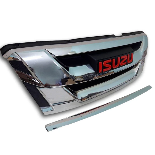 CHROME FRONT GRILL Grille+Line Bonnet Hood Fit Isuzu D-Max Dmax Blade ...