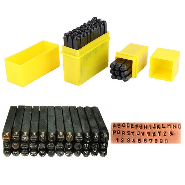 36PCS LETTER NUMBER Stamp Punch Set DIY Hardened Ball Bearing Steel ...