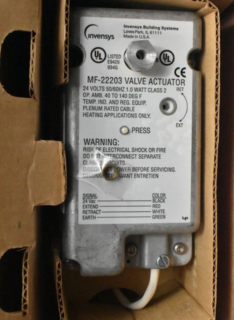 INVENSYS MF-22203 FLOATING Reheat Valve Actuator 24 VAC (P/N: 336226 ...