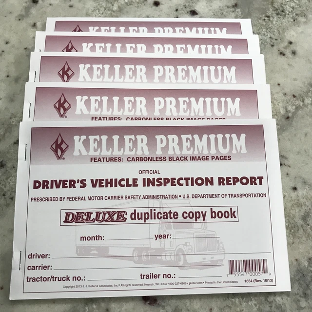KELLER PREMIUM Driver's Daily Vehicle Inspection Report Duplicates. 5 ...
