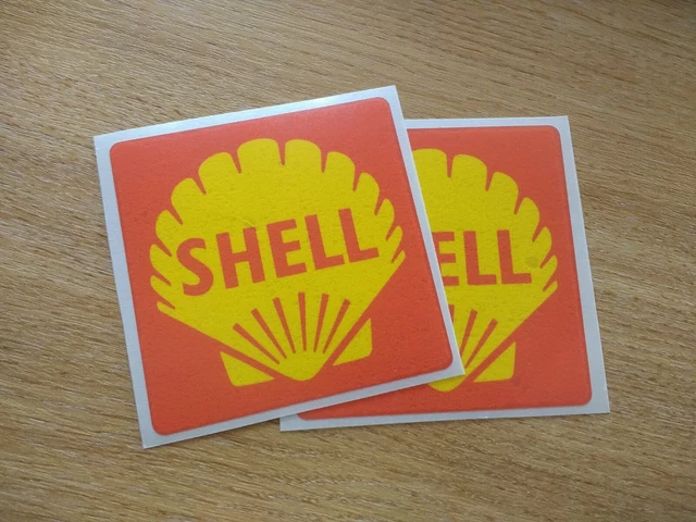 VINTAGE/CLASSIC SHELL LOGO stickers - 2x 100mm / 4in - car / motorcycle ...
