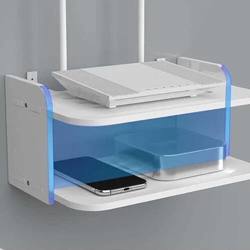 ROUTER-REGAL WANDHALTERUNG REGALHALTERUNG WiFi-Aufbewahrung Set-Top-Box ...