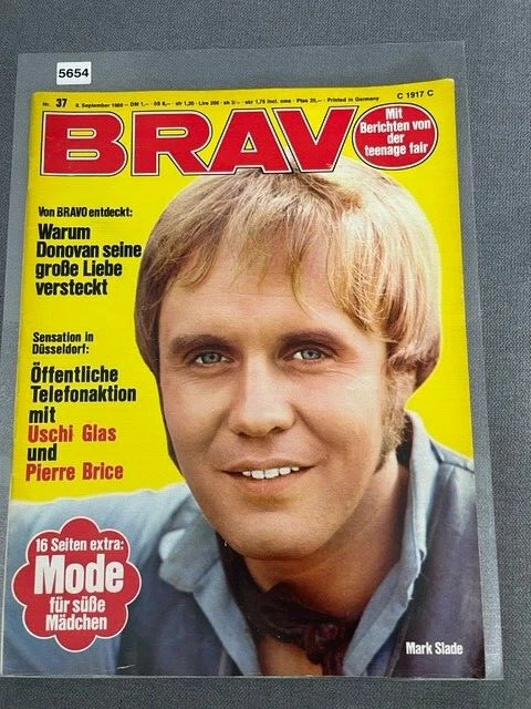BRAVO MAGAZINE N°37 08.09.1969 Vintage Mark Slade Donovan Uschi Glas ...