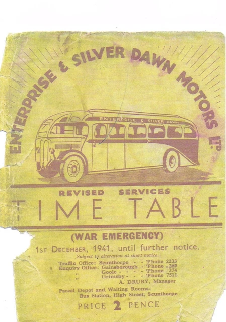 ENTERPRISE & SILVER Dawn Motors Ltd: Bus timetable booklet: December ...