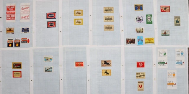 VINTAGE MATCHBOX LABELS Mixed Lot, British Letter H Hallmark, Hercules ...