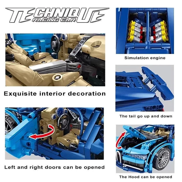 BUILDING BLOCKS TECHNIC Race Car Block Bugatti Chiron New Sealed!!~ £26 ...
