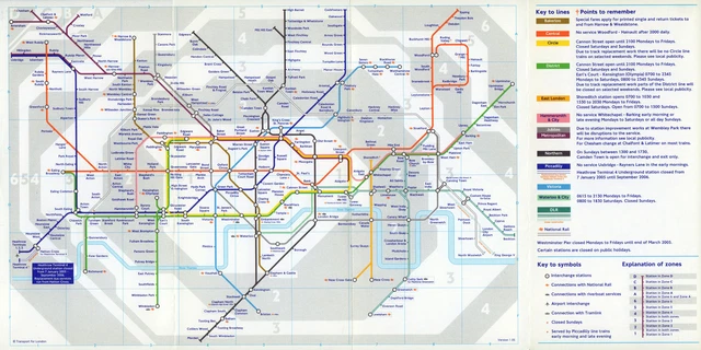 LONDON UNDERGROUND TUBE map. LHR T4 closed. DLR King George V u/c ...