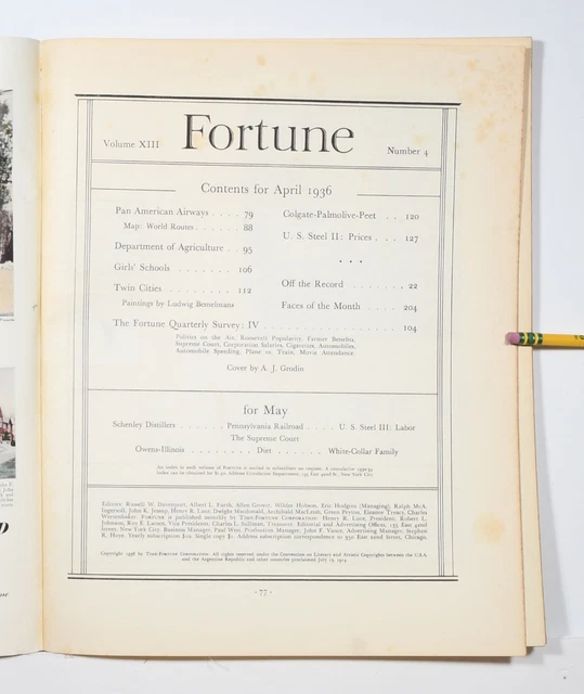 FORTUNE MAGAZINE APRIL 1936 Vol XIII Number 4 £22.46 - PicClick UK