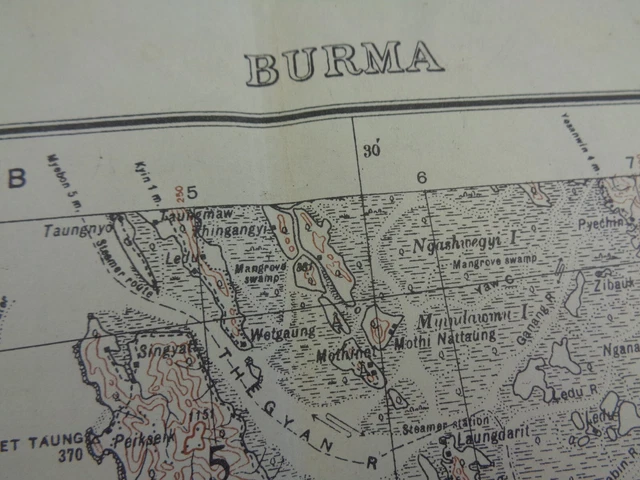 WW2 BRITISH MAP of BURMA entitled "KYAUKPYU" (AKYAB KYAUKPYU and ...