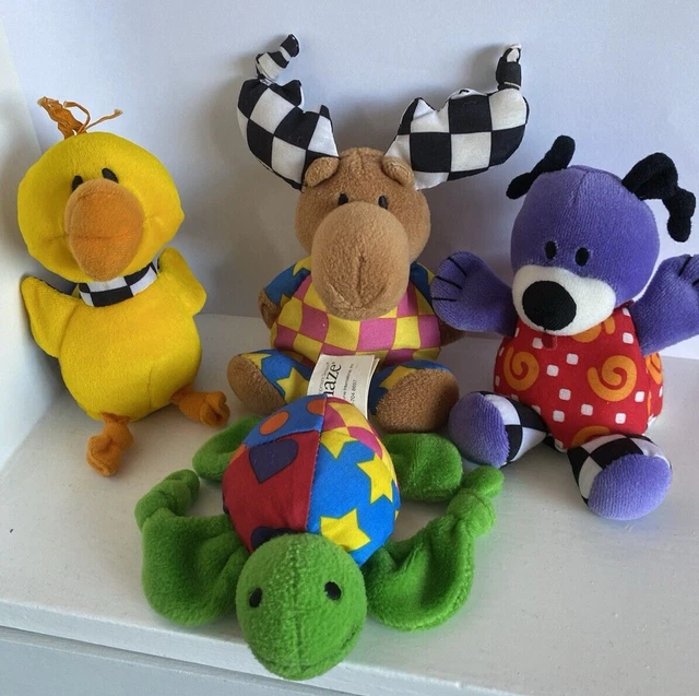 LAMAZE SET OF 4 Small Little Beanie Knotties- Moose -Chick- Turtle and ...