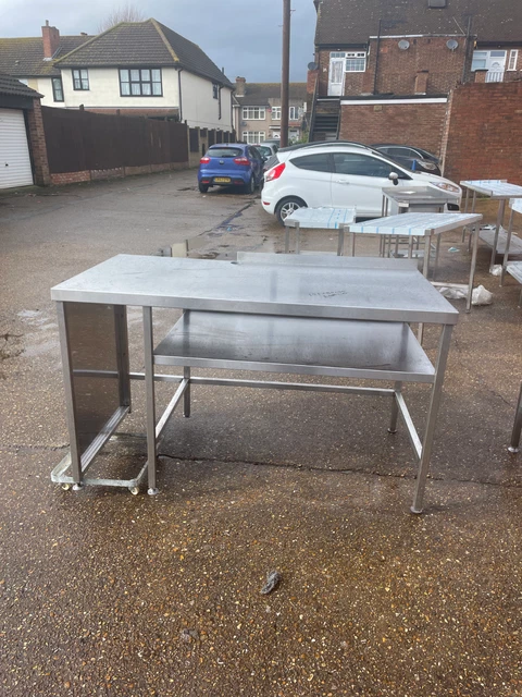 STAINLESS STEEL 2 step Table work work bench with bin space 155 cm £400 ...