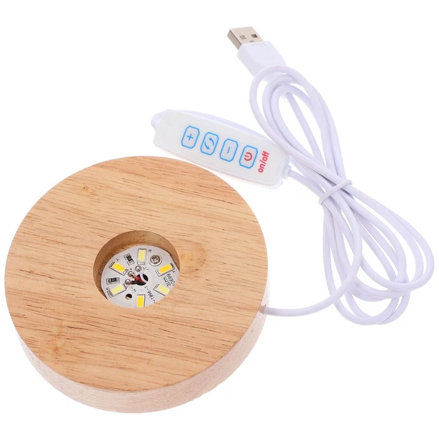 BASE SMALL LED Display Stand For Gazing Ball Lighting Round Wooden £12. ...