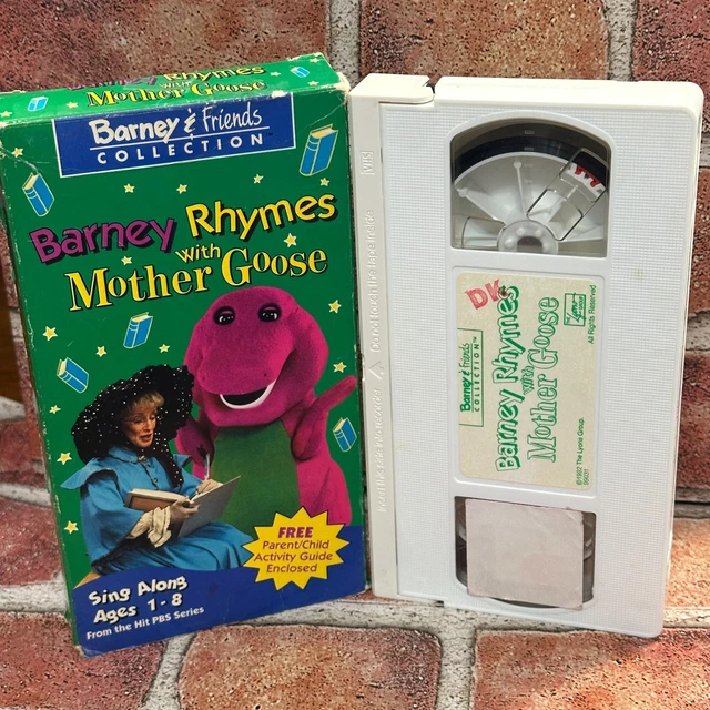 BARNEY RHYMES WITH Mother Goose VHS Used Kids Sing Along PBS White Tape ...
