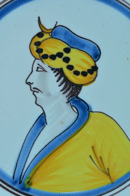 RARE PLATE ANTIQUE Earthenware Nevers Portrait Of Turkish Mahout Turban ...