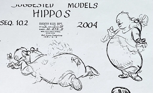 HYACINTH HIPPO FANTASIA Disney Animation Model Sheet PHOTOCOPY ...