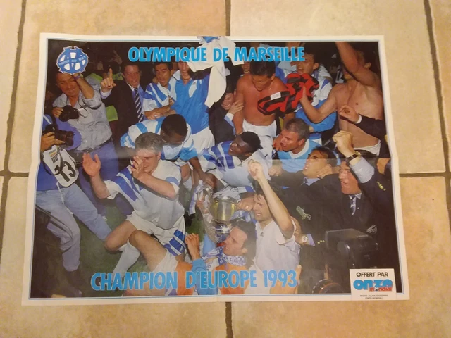 POSTER GÉANT OM Marseille 1993 Champions League +Parcours Deschamps ...