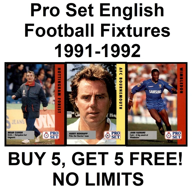 PRO SET ENGLISH Football Fixture Cards 1991-1992 (1-100) **Please ...