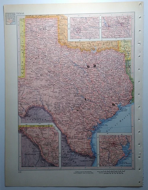 1957 VINTAGE TEXAS Atlas Map Old Authentic Antique MCM Encyclopedia ...