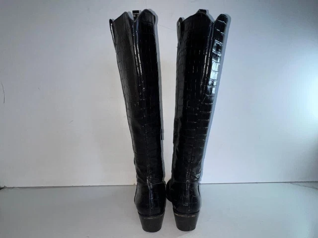 OFFICE LONDON LADIES Black Croc Leather Knee High Boots Shoe Uk Siz 6 ...