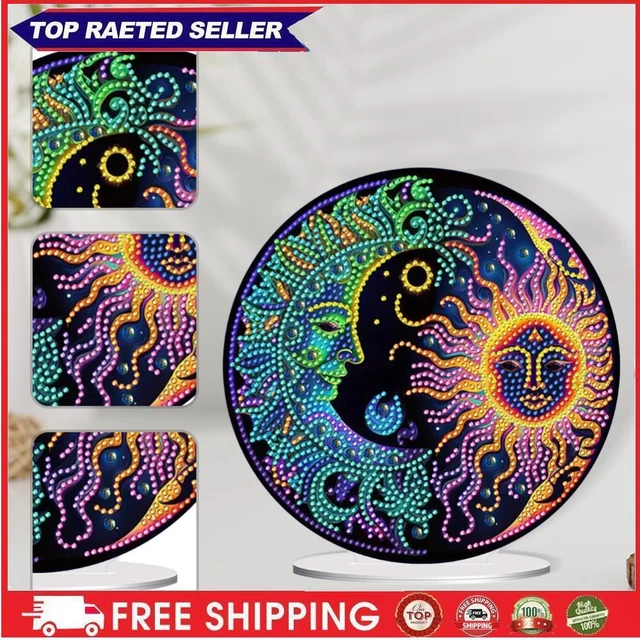 ROUND DESKTOP DIAMOND Art Kits Sun and Moon Round for Home Office ...