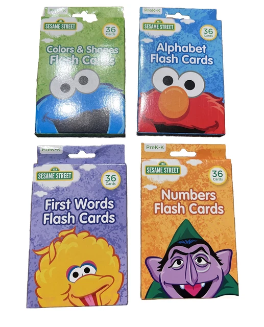 SESAME STREET FLASH Cards Numbers,Beginning words, Alphabet + Colors ...