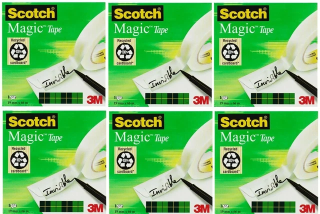 3M SCOTCH MAGIC Invisible Roll Tape 19mm X 33M Writing Magic Tape X 6 ...