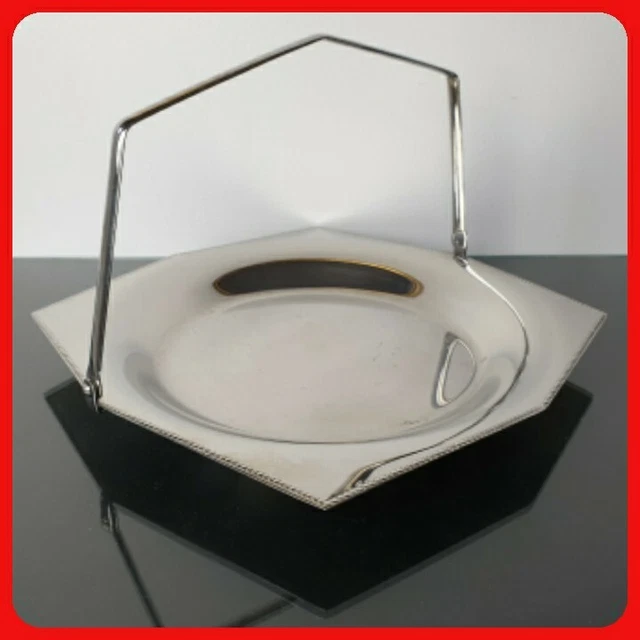 VINTAGE OLD HALL Stainless Steel Octagonal Cake Plate Folding Handle ...