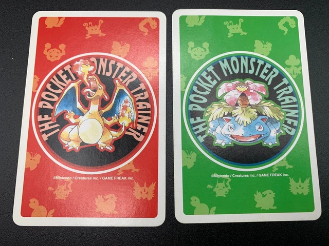 CHARIZARD & VENUSAUR Red Green Back Lot Poker 1996 Pokemon x2 Cards ...