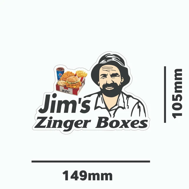 JIM'S ZINGER BOXES Sticker Meme ute toad 4x4 window bumper funny car ...