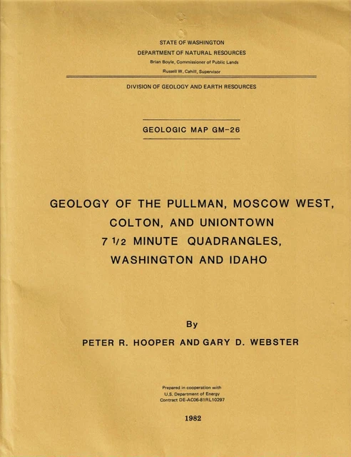 GEOLOGY MAP OF Pullman, Moscow West, Colton, Uniontown Quads ...