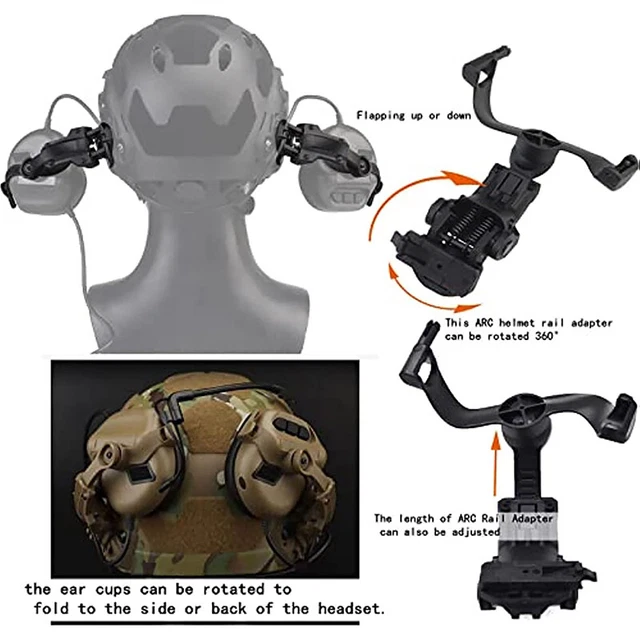 TACTICAL HEADSET RAIL Mount Military Helmet Rail Headphone Holder £13. ...