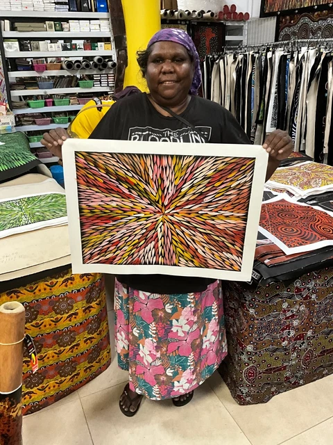 SHARON NUMINA NAPANANKA Aboriginal Artist BUSH MEDICINE LEAVES 45x60cm ...