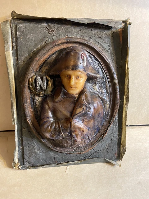ANTIQUE WAX PLAQUE Relief Portrait of Napoleon Bonaparte Circa 18-19th ...
