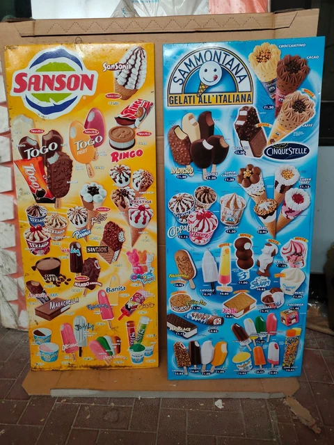 TARGA TABELLA CARTELLO Gelati SANSON e SAMMONTANA set di 2 pezzi in ...
