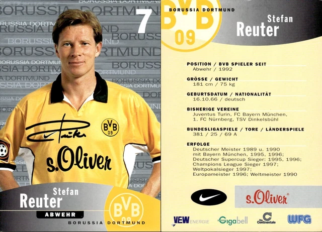 STEFAN REUTER 2 Borussia Dortmund Autografo Cartolina Autografata Ak ...