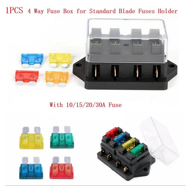 HEAVY DUTY 4 Way Fuse Box for Standard Blade Fuses Holder 24v Car or ...